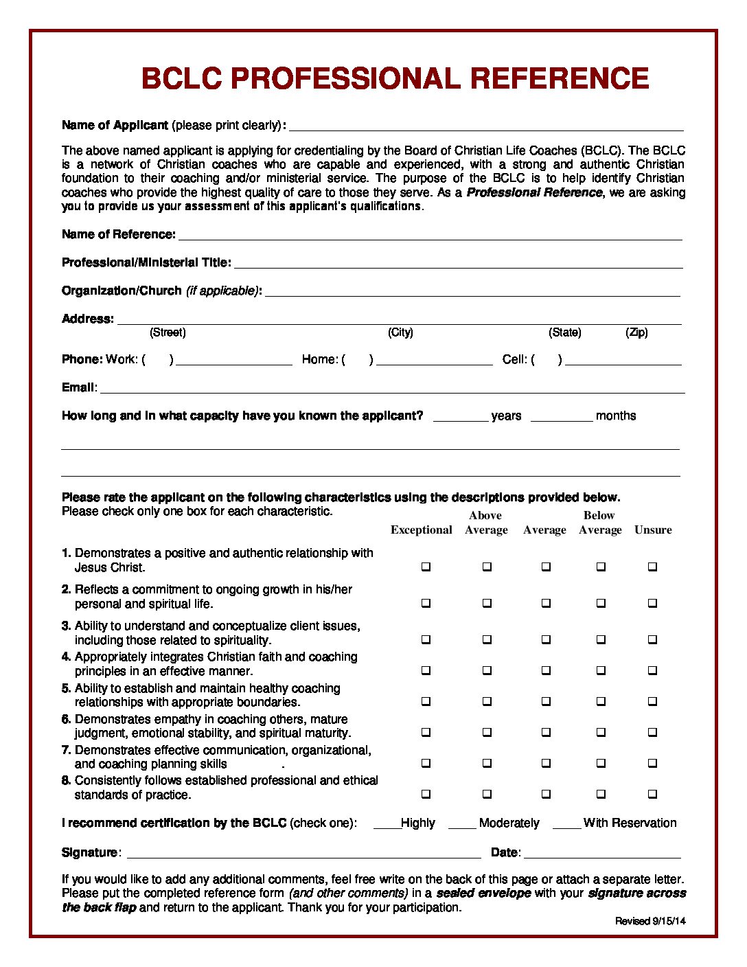 BCLC Professional Reference – IBCC